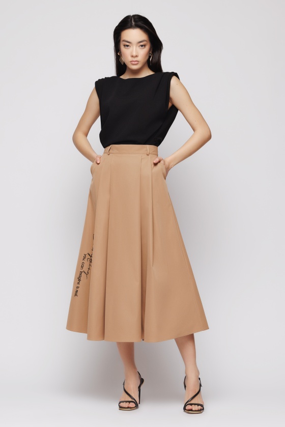 Fusta dama midi bej | MIZAR