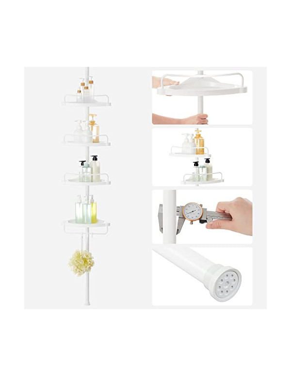 Raft de colt pentru baie, Songmics, 85-305 cm, BCB001A, Alb