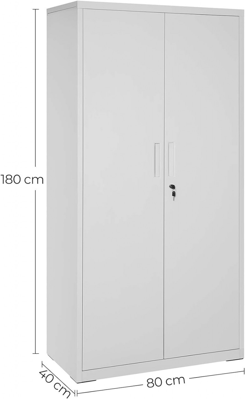 Dulap metalic de depozitare, Songmics, Gri, 80x40x180 cm