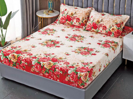 Cearsaf de pat Cocolino cu elastic si 2 fete de perna, Corina, 180x200cm