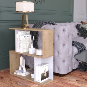 Raft de podea Kadu, Pako World, Stejar-Alb, 72x22x71 cm