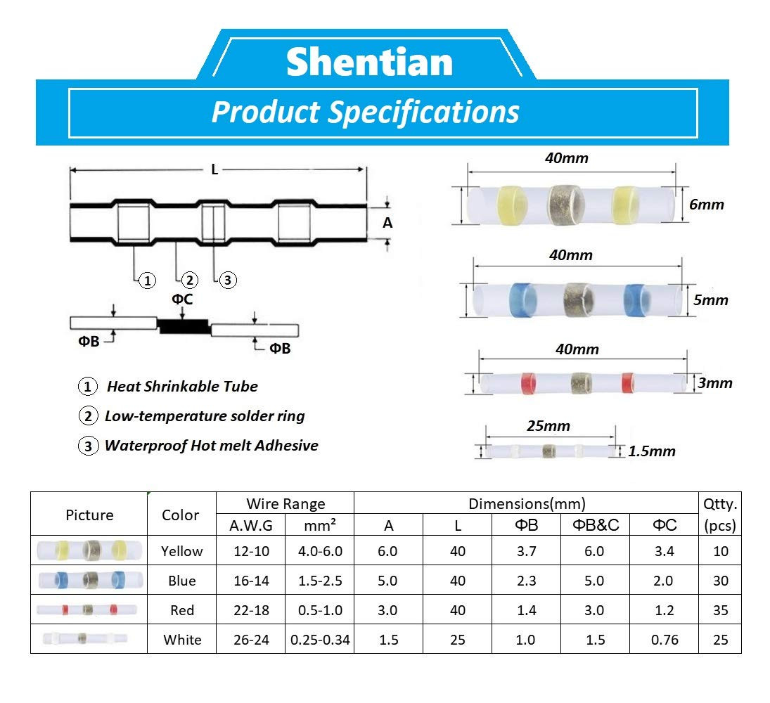 Set de 100 conectori pentru cabluri electrice de etansare SHENTIAN ...