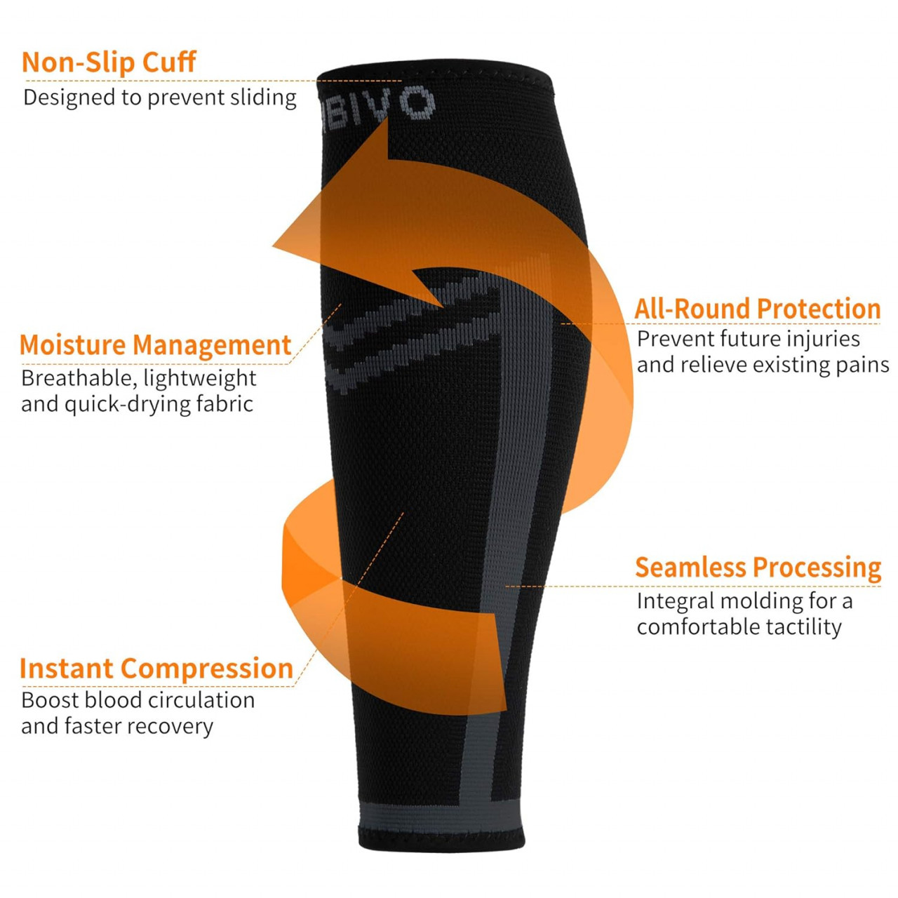 Set de 2 ciorapi de compresie pentru glezne CAMBIVO, textil, negru/gri ...