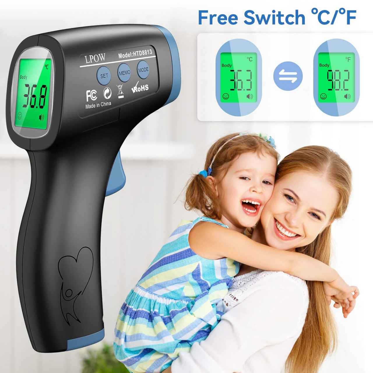 Termometru digital pentru febra LPOW, ABS, negru - Chilipirul Zilei