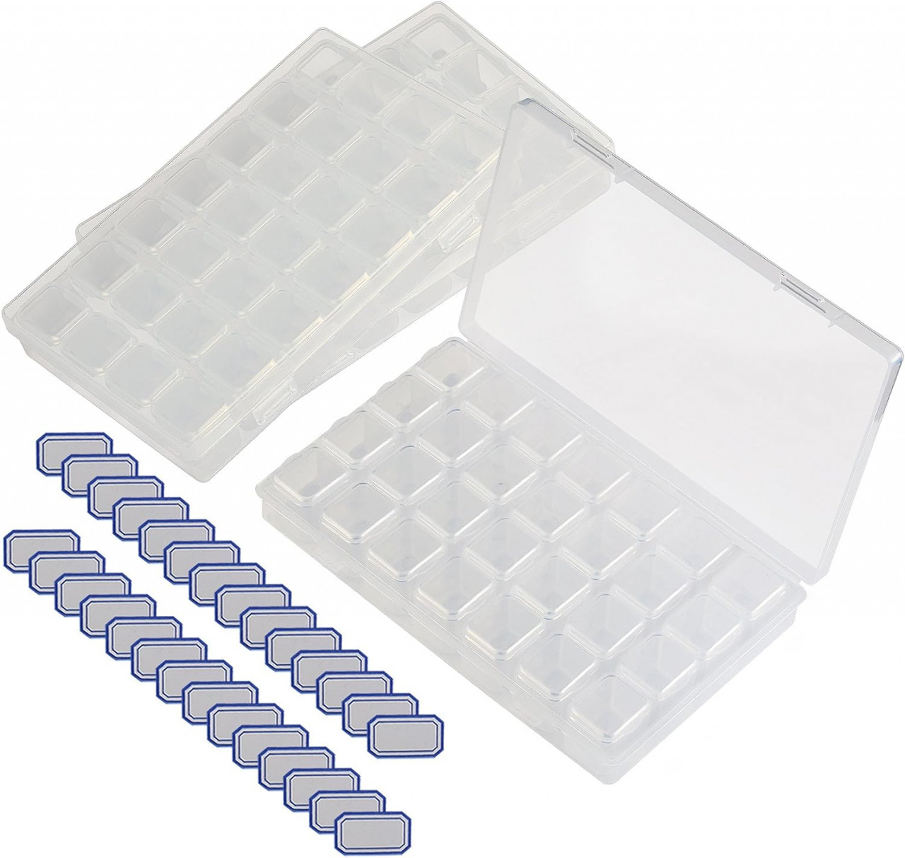 Set de 4 cutii de depozitare cu capac mDesign, plastic, transparent, 34 ...