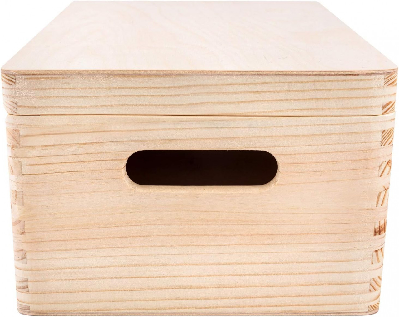Cutie mare de depozitare cu capac Creative Deco, lemn de pin, natur, 40 ...