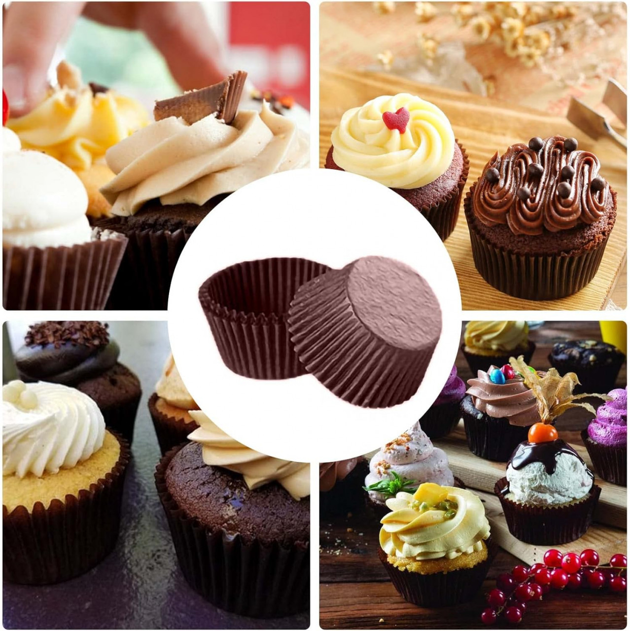 Set de 1000 forme pentru briose Esteopt, hartie, maro, 2,5 x 2,1 cm ...