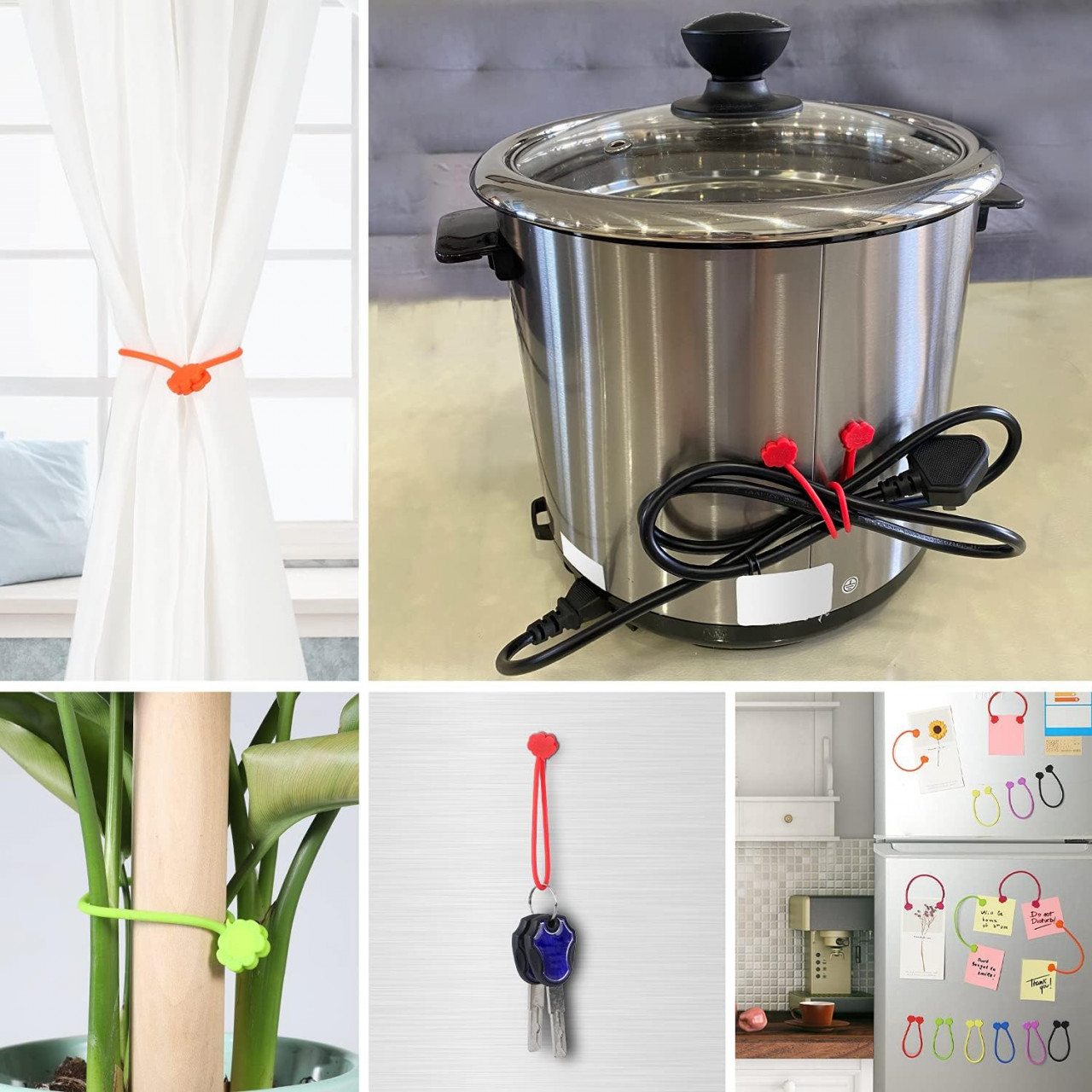 Set de 4 coliere magnetice pentru cabluri Soooec, silicon, multicolor ...