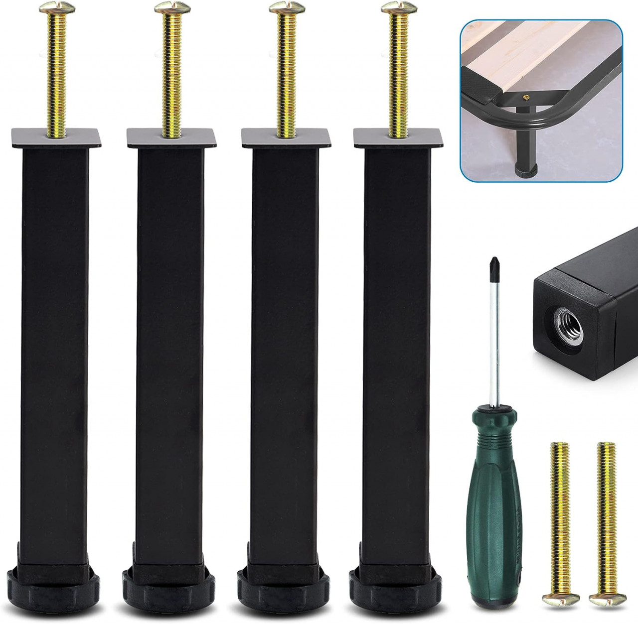 Set de 4 picioare de mobilier cu surubelnita si 6 suruburi LILIDIA ...