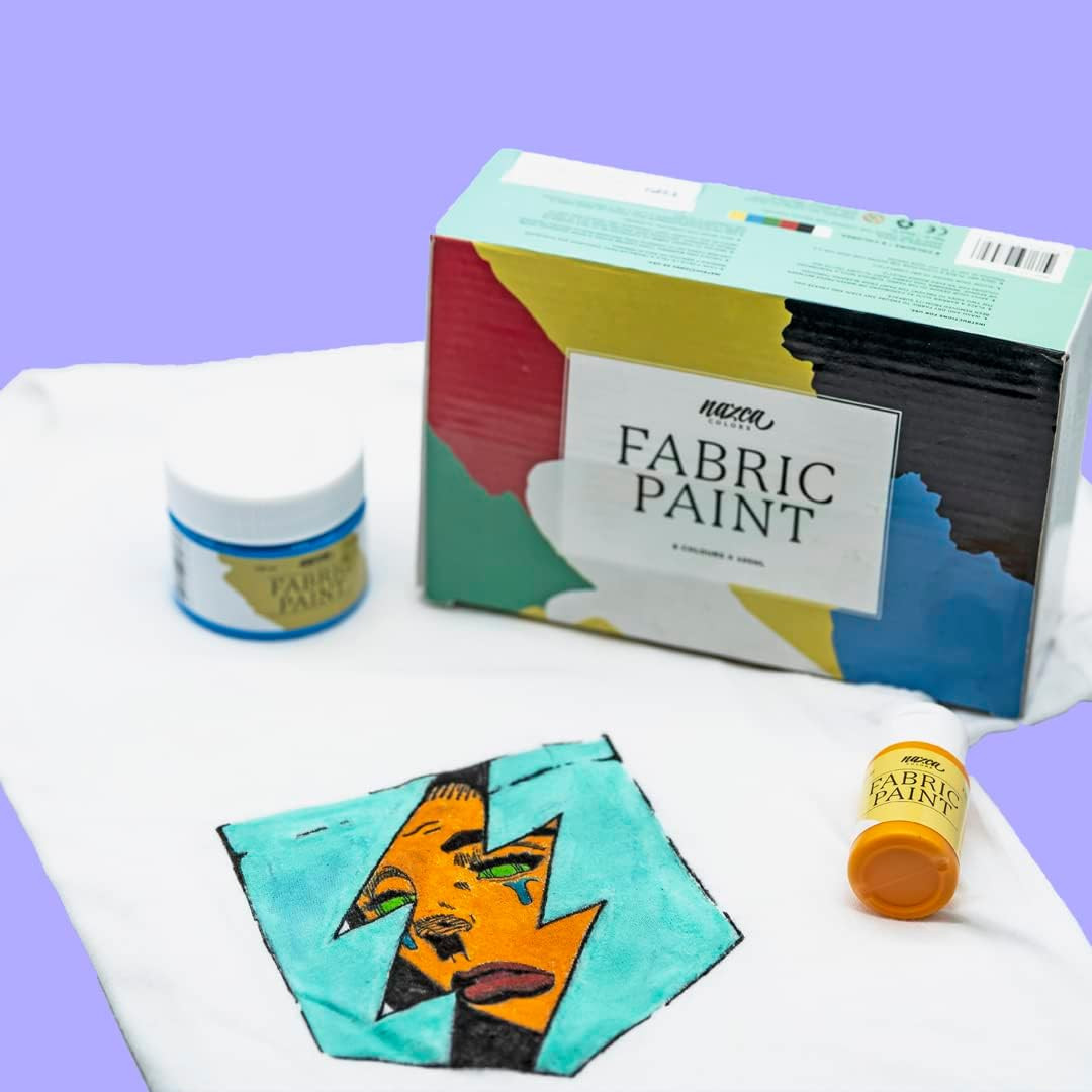 Set de 6 tuburi de vopsea permanenta pentru tesaturi Nazca Colors ...