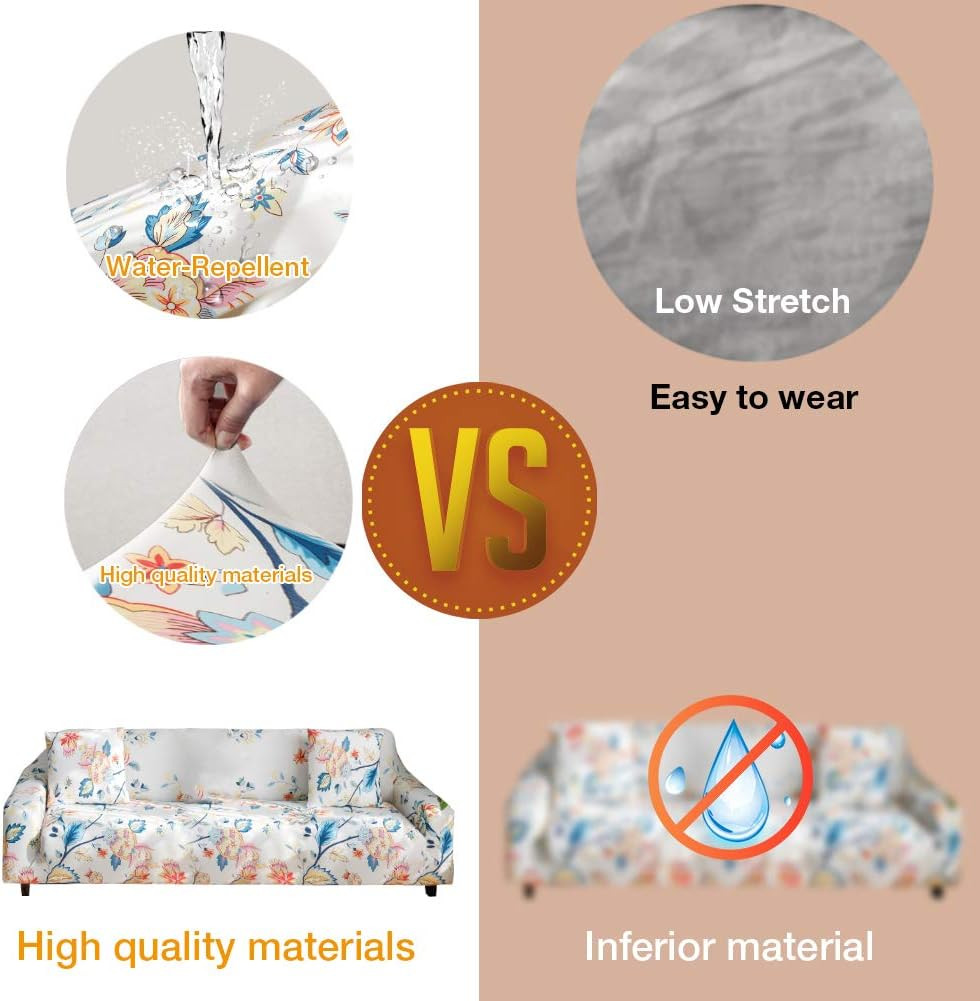 Set husa elastica pentru canapea si o husa perna Bikuer, model floral ...