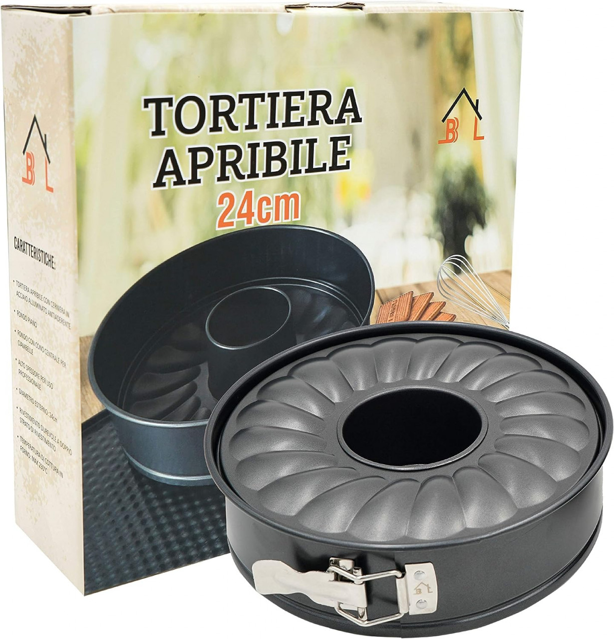 Tava de tort profesionala B3AL, otel aliat, negru, 18 cm - Chilipirul Zilei