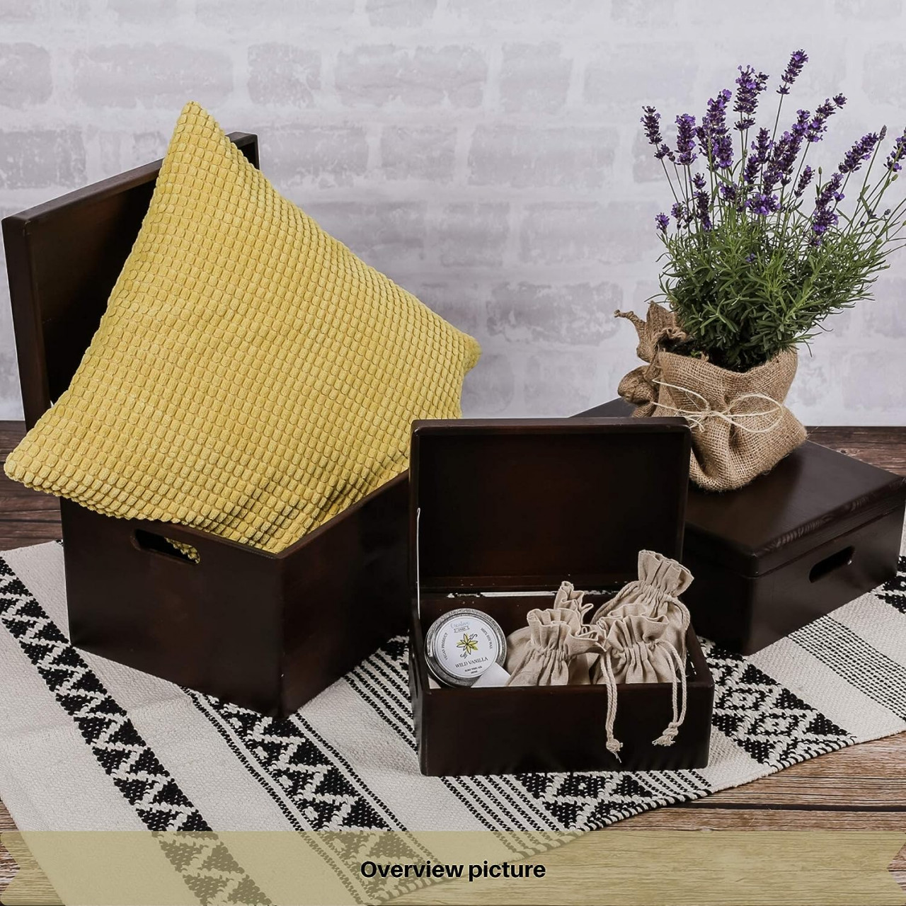 Cutie mare de depozitare cu capac Creative Deco, lemn de pin, maro, 20 ...