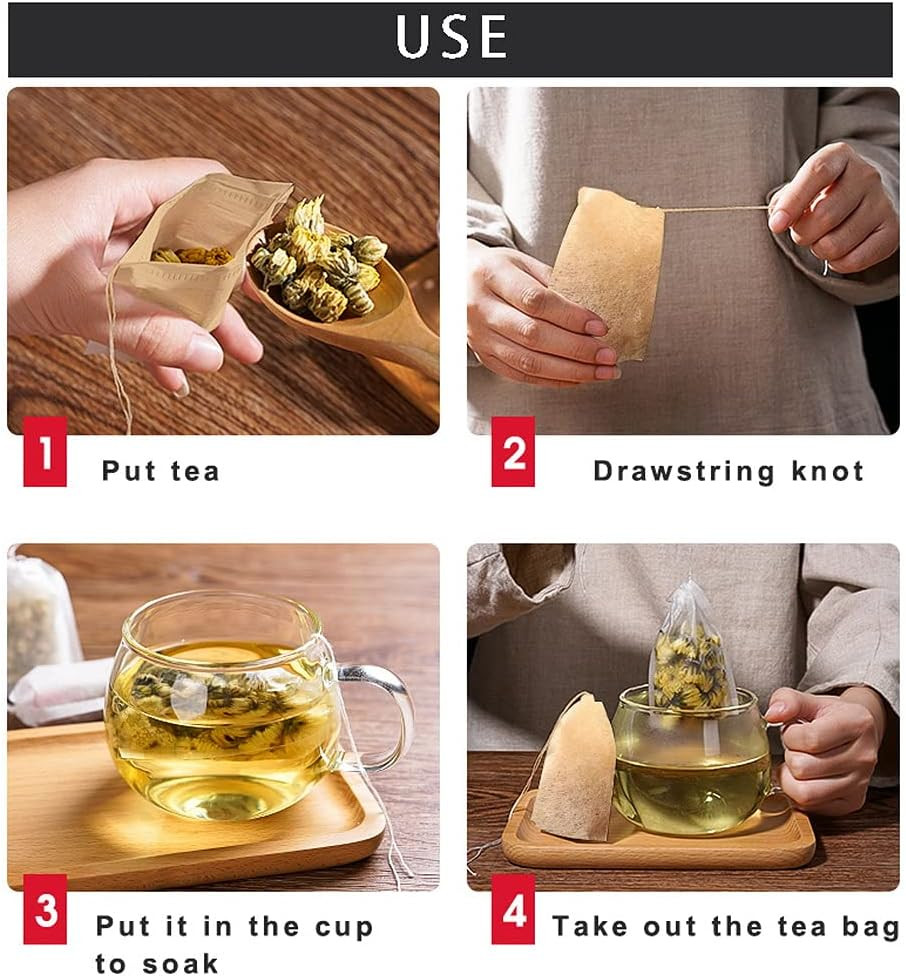 Set de 200 pliculete pentru ceai Paefiu, hartie, bej, 5 x 7 cm / 7 x 9 ...