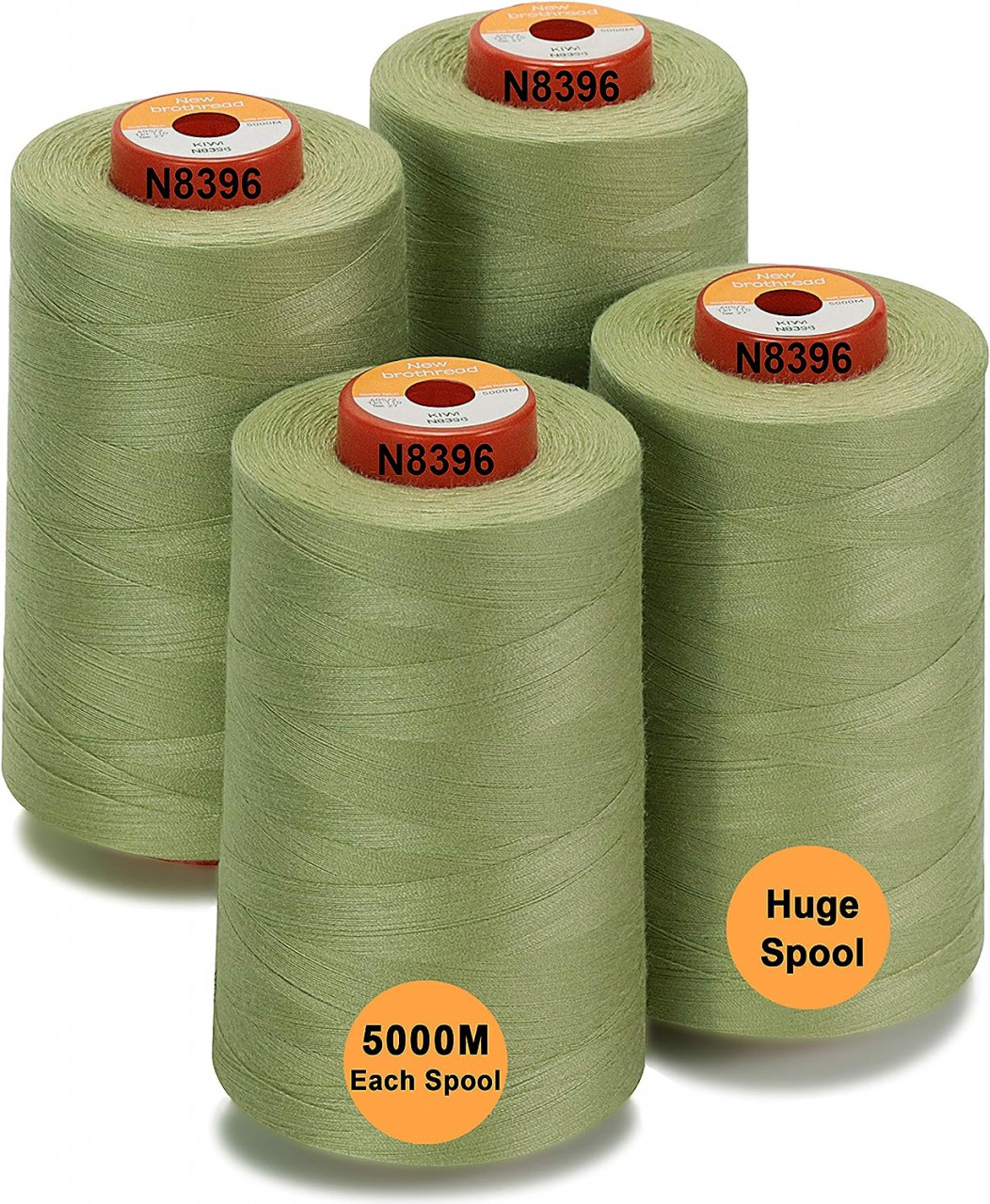 Set de 4 bobine cu ata pentru cusut New brothread, poliester, verde, 5000 m - Chilipirul Zilei