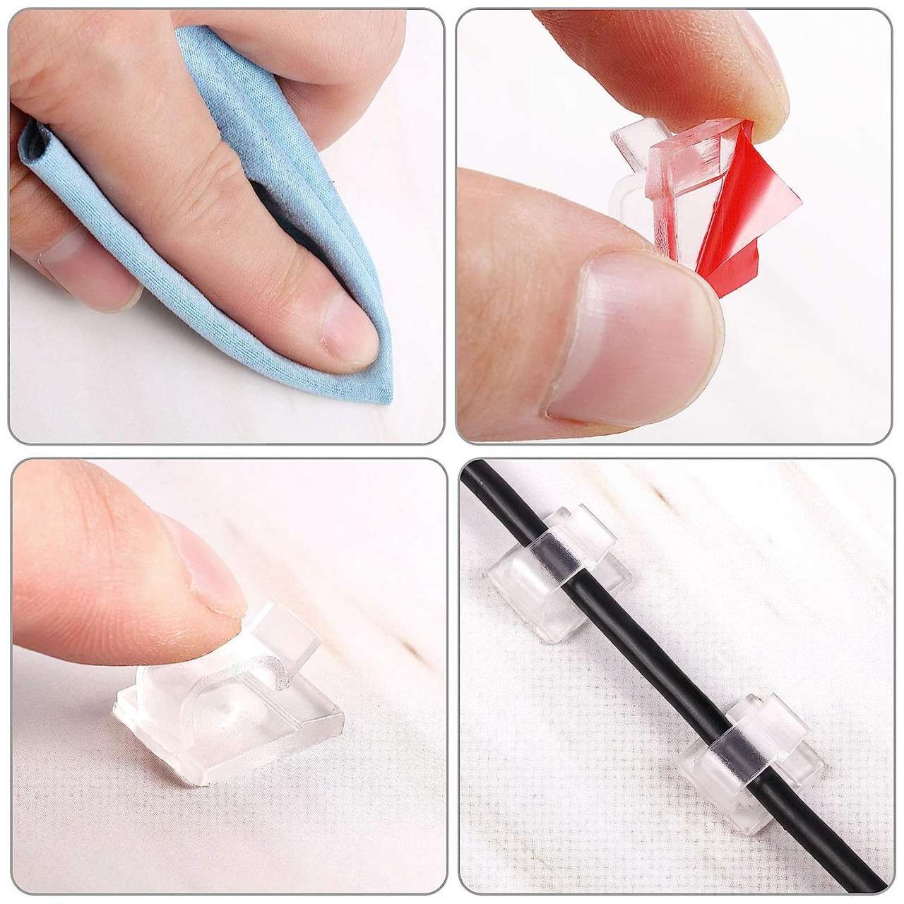 Set de 60 clipsuri adezive pentru cabluri de exterior/instalatii Maitys ...