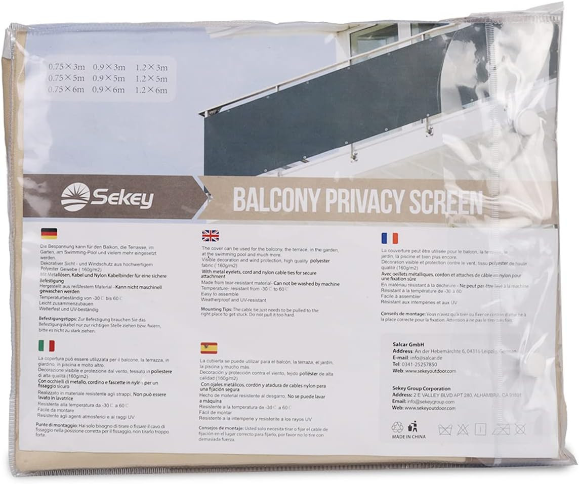 Prelata pentru balcon Sekey, poliester, maro/bej, 75 x 500 cm ...