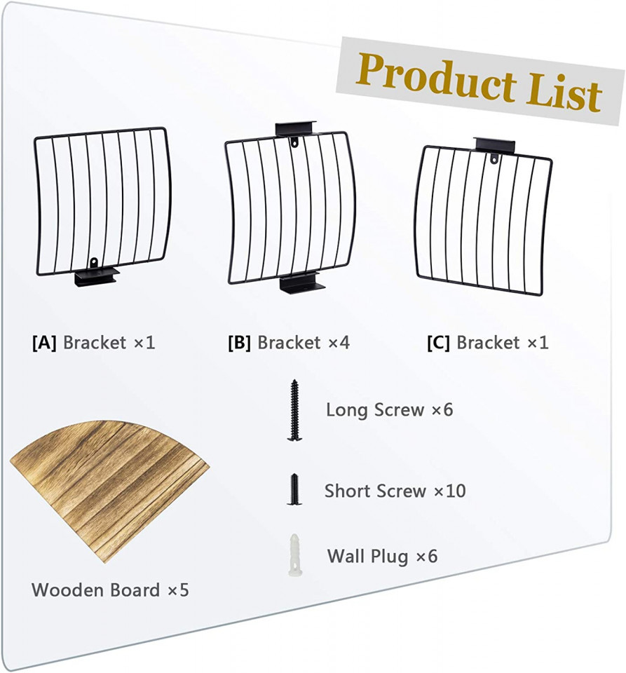 Raft de colt cu 5 nivele Love-KANKEI, lemn/metal, natur/negru, 20 x 20 ...