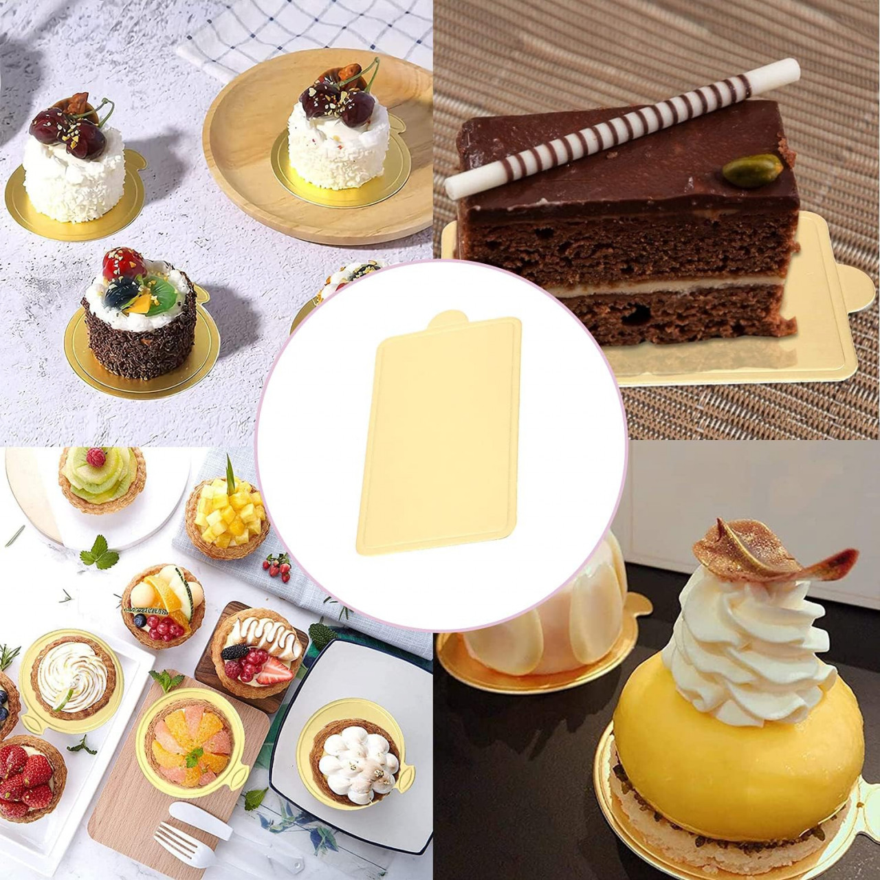 Set de 100 tavi pentru prajituri monoportii Fengguock, carton, auriu, 5 ...