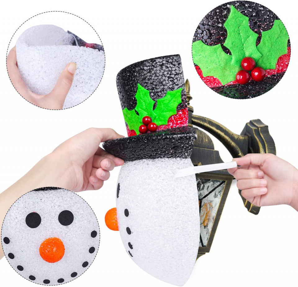 Set de 2 abajururi de perete pentru Craciun Fowecelt, multicolor, om de zapada, plastic, 31 x 24 ...