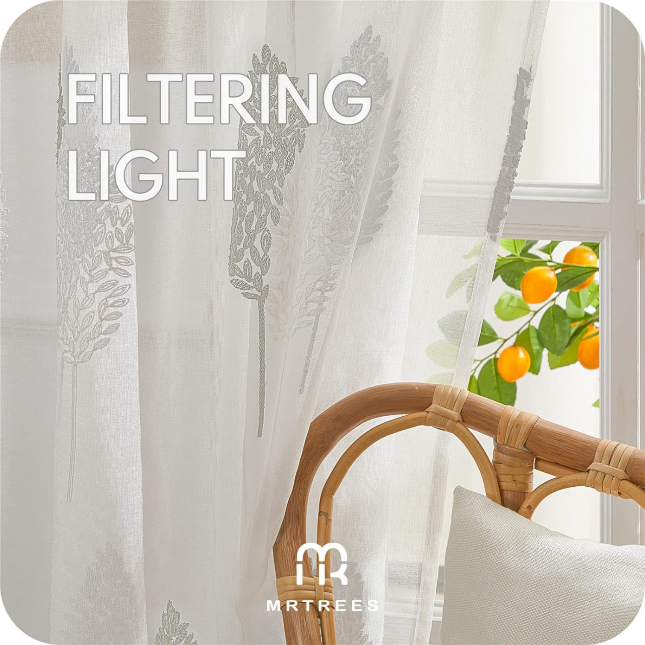 Set de 2 perdele MRTREES, poliester, semitransparent, 140 x 145 cm ...