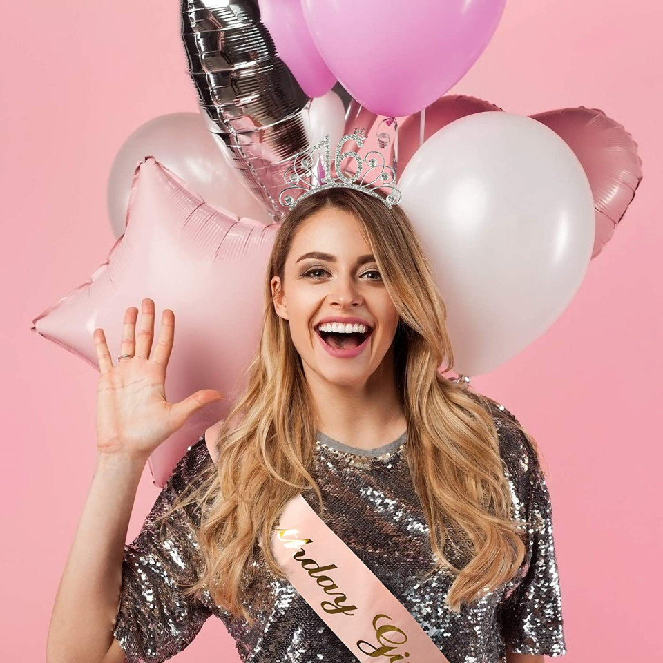 Set de coronita si esarfa pentru aniversarea a 16 ani Hakotom, metal ...