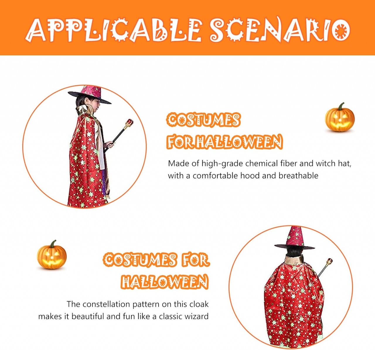 Costum vrajitor JIASHA, pliester, rosu/negru/auriu, 78 cm - Chilipirul ...