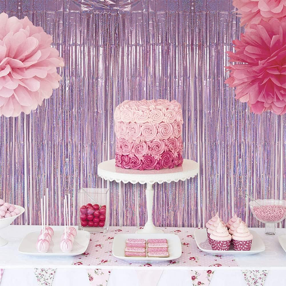 Perdea cu franjuri pentru decor foto Zebbyee, folie, roz, 1 x 2 m ...