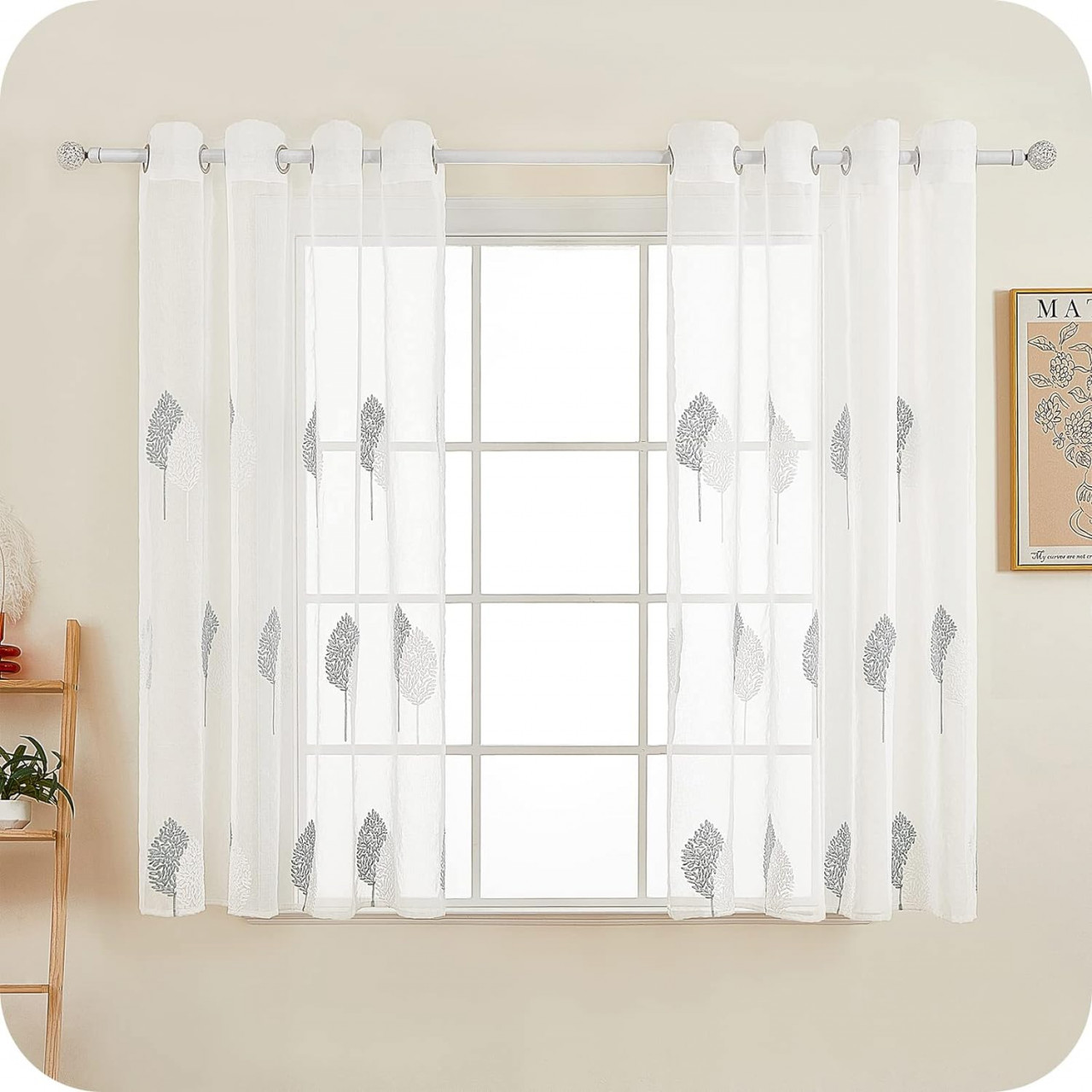 Set de 2 perdele MRTREES, poliester, semitransparent, 140 x 145 cm ...