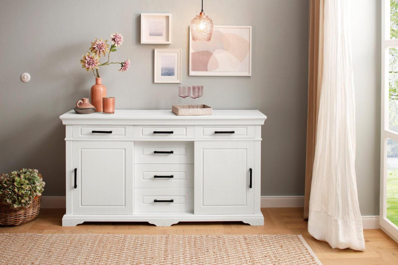 Comoda Anabel Home Affaire, lemn de pin/metal, alb, 156 x 84 x 45 cm ...