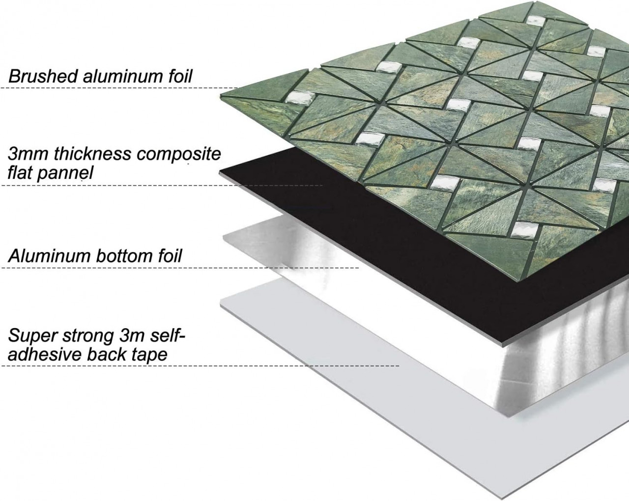 Set de 10 placi mozaic autocolante DUEBEL, sticla/metal, multicolor, 11 ...