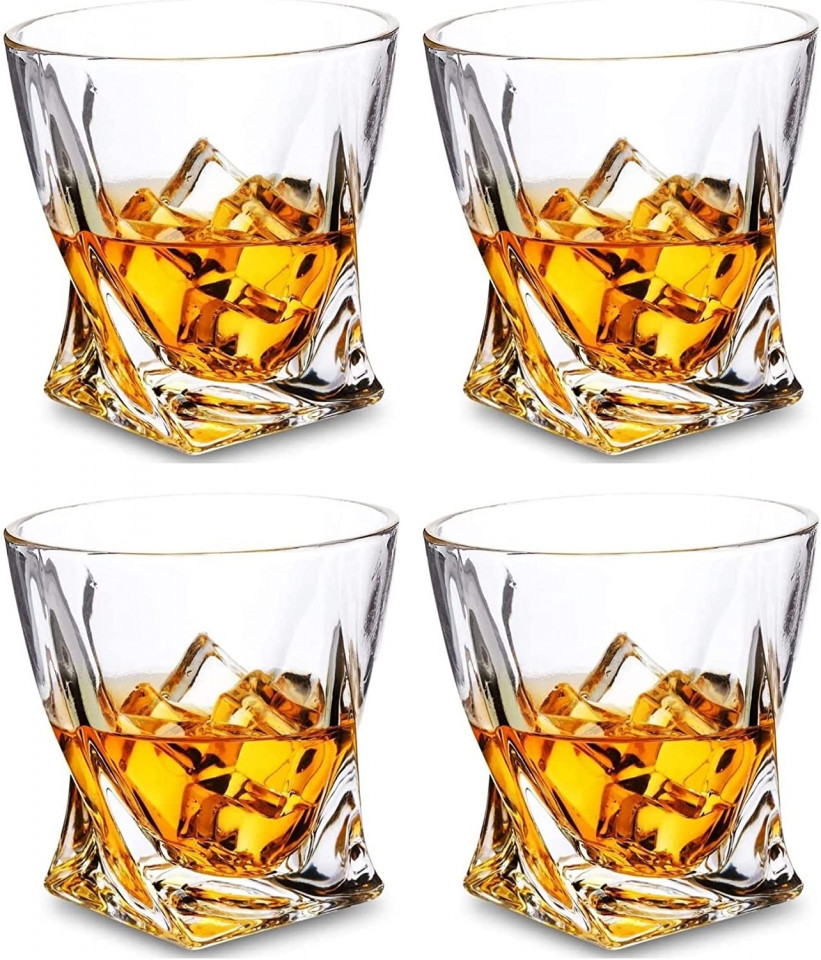 Set de 2 pahare pentru whisky, 2 forme penstru gheata si 2 suporturi ...