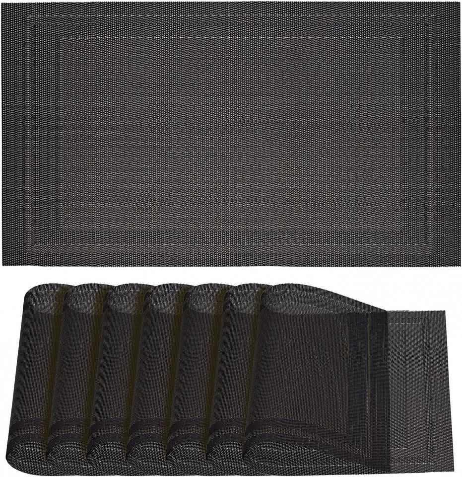 Set de 8 naproane Sourcing map, PVC, gri inchis, 45 X 30 cm ...