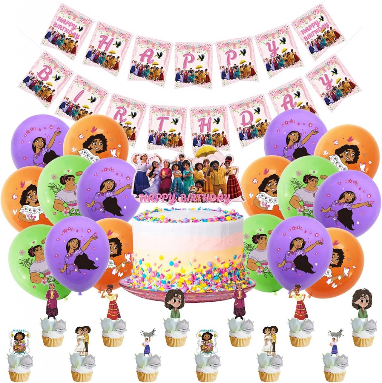 Set aniversar Nesloonp, plastic/textil/carton, multicolor, 66 piese ...