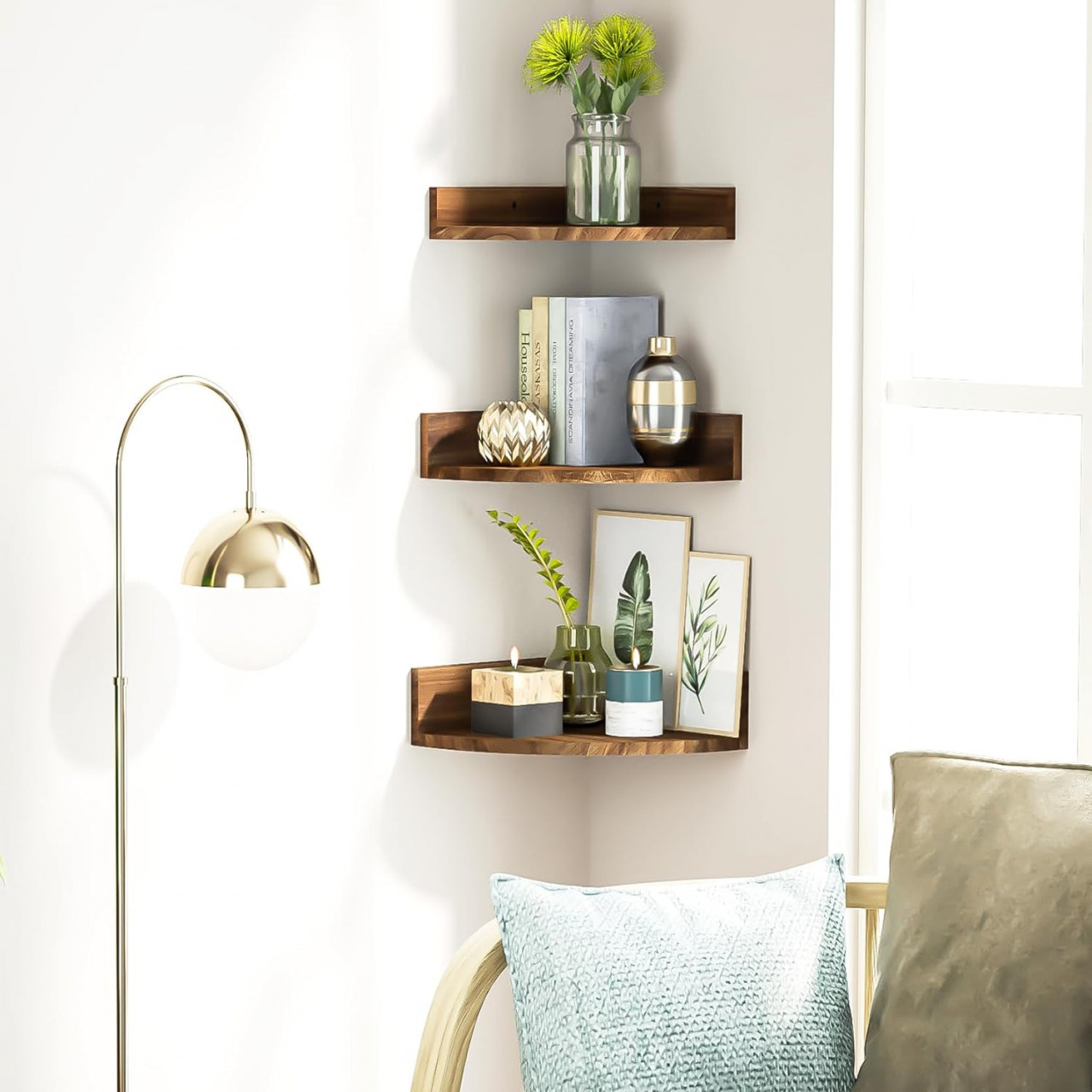 Set de 3 rafturi de colt Alsonerbay, lemn, maro - Chilipirul Zilei