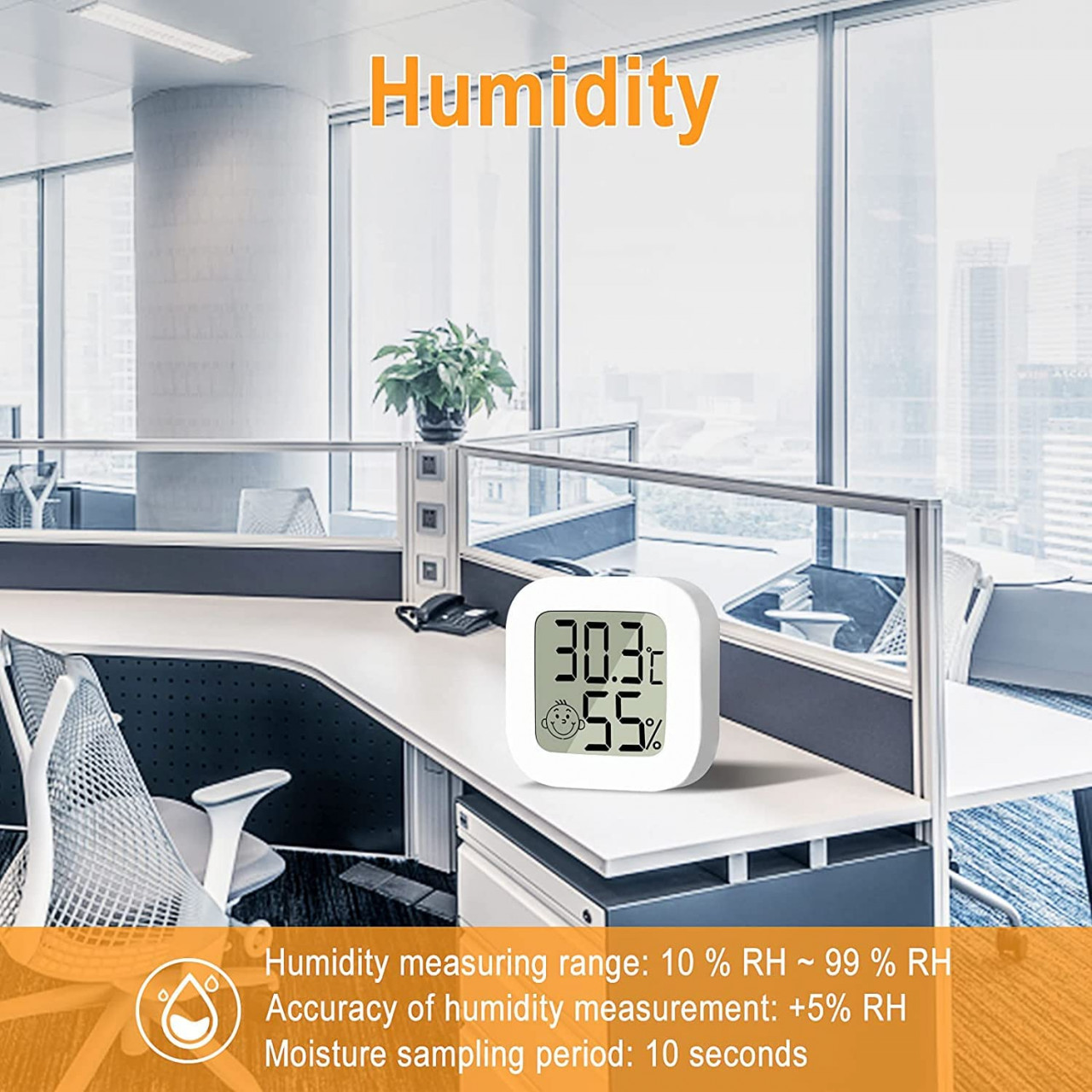 Set de 3 termometre de camera U-picks, LCD, plastic, alb, 4 x 4 cm ...