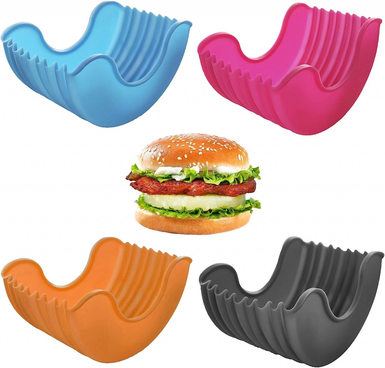 Set de 4 suporturi flexibile pentru hamburgeri NTCL, silicon ...