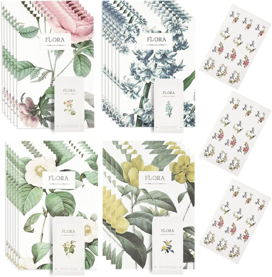 Set de coli de scris cu plic si autocolante Mignor, 72 piese, hartie ...