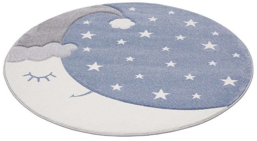 Covor rotund Lüttenhütt, textil, albastru, 120 cm - Chilipirul Zilei