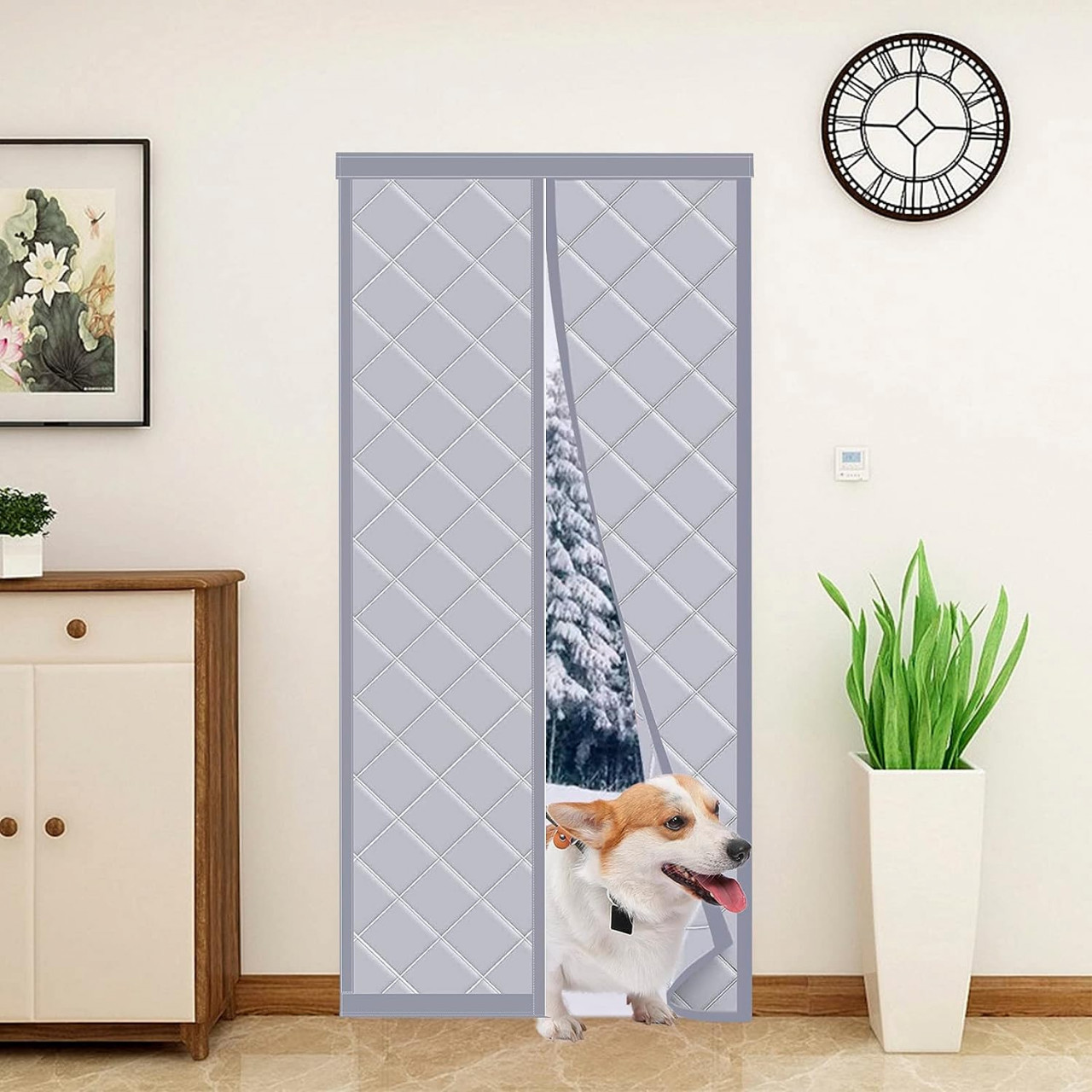 Perdea termica magnetica pentru usi Julymoda, gri, 90 x 200 cm - Chilipirul Zilei