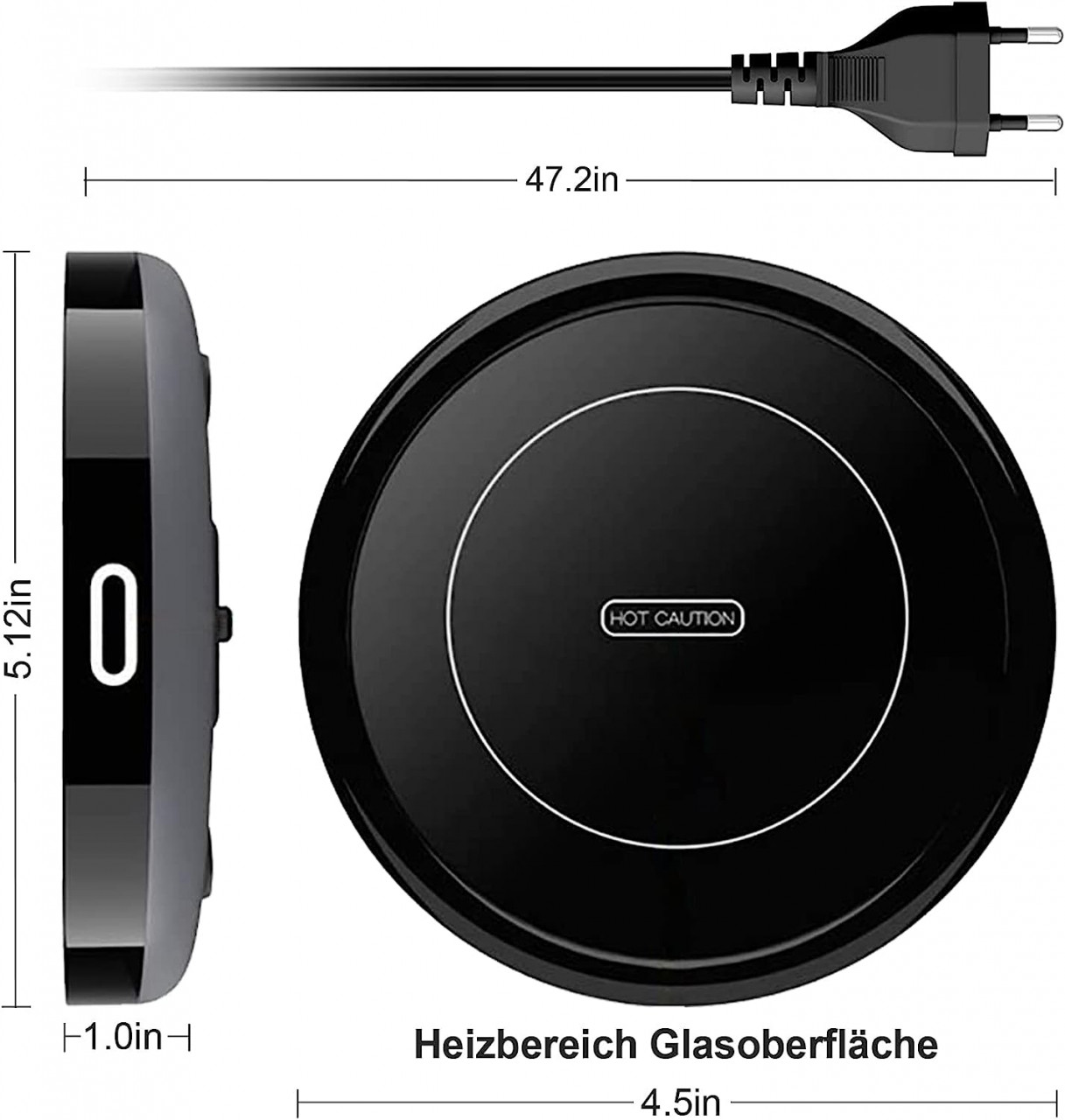 Placa electrica de incalzire cafea pentru birou BESTINNKITS, sticla ...