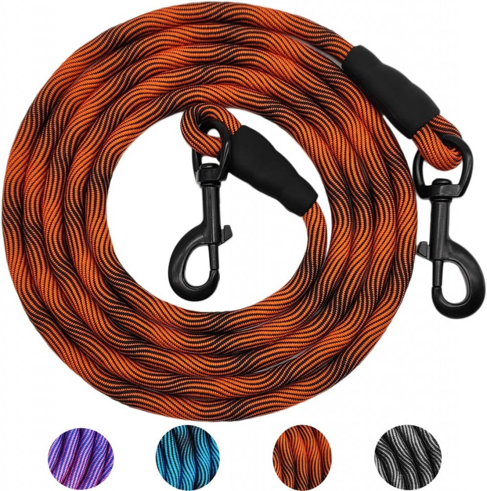 Lesa pentru caine DRAGONTIME, nailon, reflectorizant, negru, 1.6 m ...