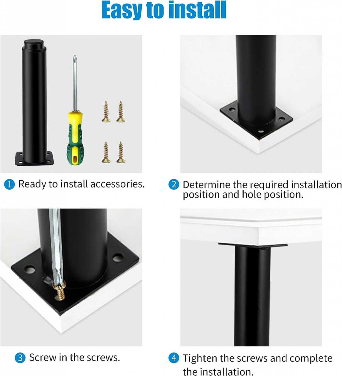 Set de 4 picioare de mobilier reglabile cu surubelnita si 16 suruburi ...