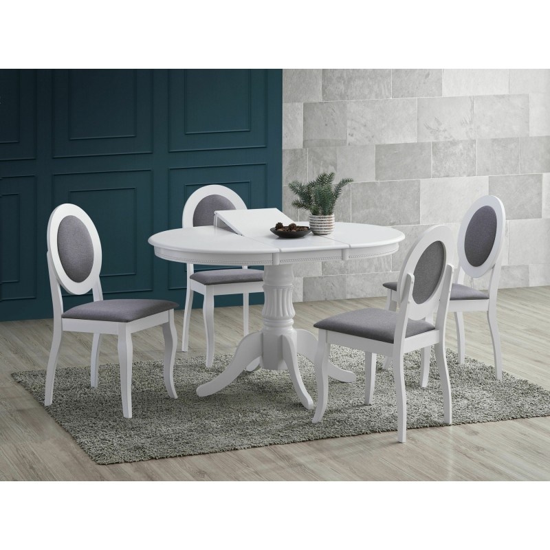 Masa extensibila living KL Willy, cadru lemn masiv, ovala, MDF ...