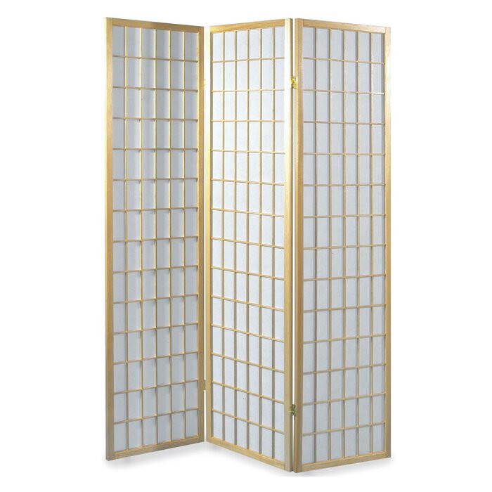 Paravan/separator camera cu 3 panouri Colter, lemn masiv de nuc ...