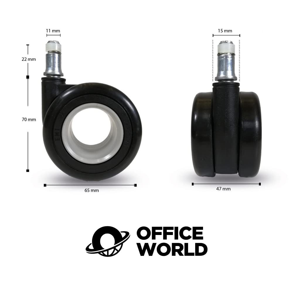 Set de 5 roti pentru scaunul de birou OfficeWorld, plastic/metal, negru ...