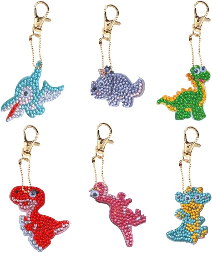 Set de 5 brelocuri cu pictura cu diamante VDYXEW, metal/rasina ...