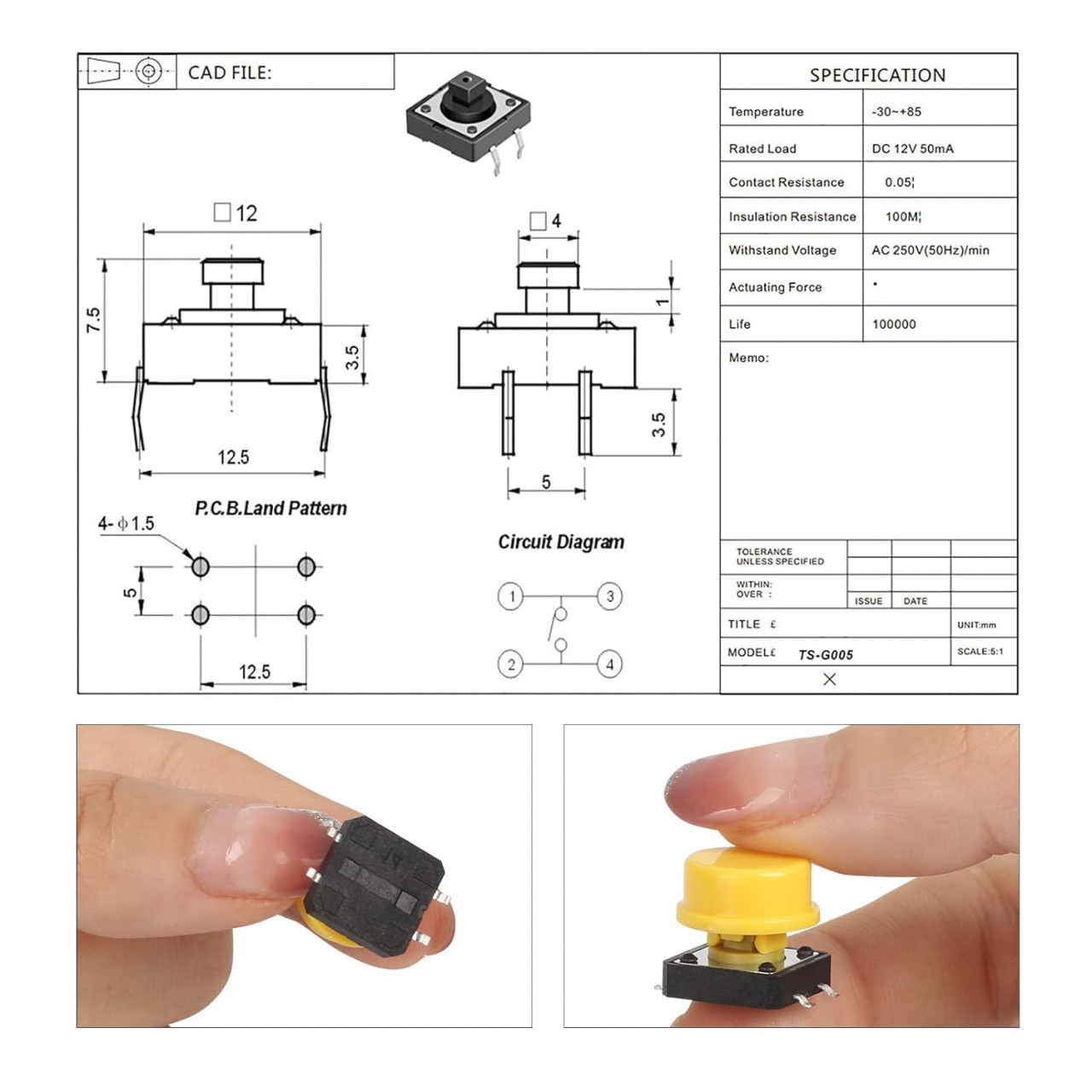 Set de butoane cu intrerupator Chala, plastic/metal, multicolor, 80 ...