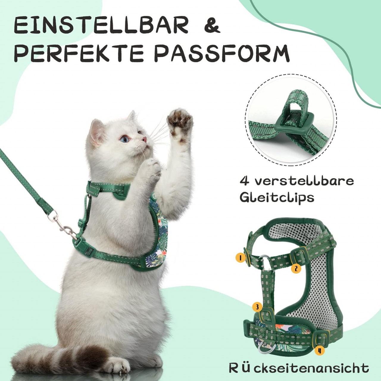 Set ham si lesa pentru pisica Supet, neopren/panza, multicolor, marimea ...