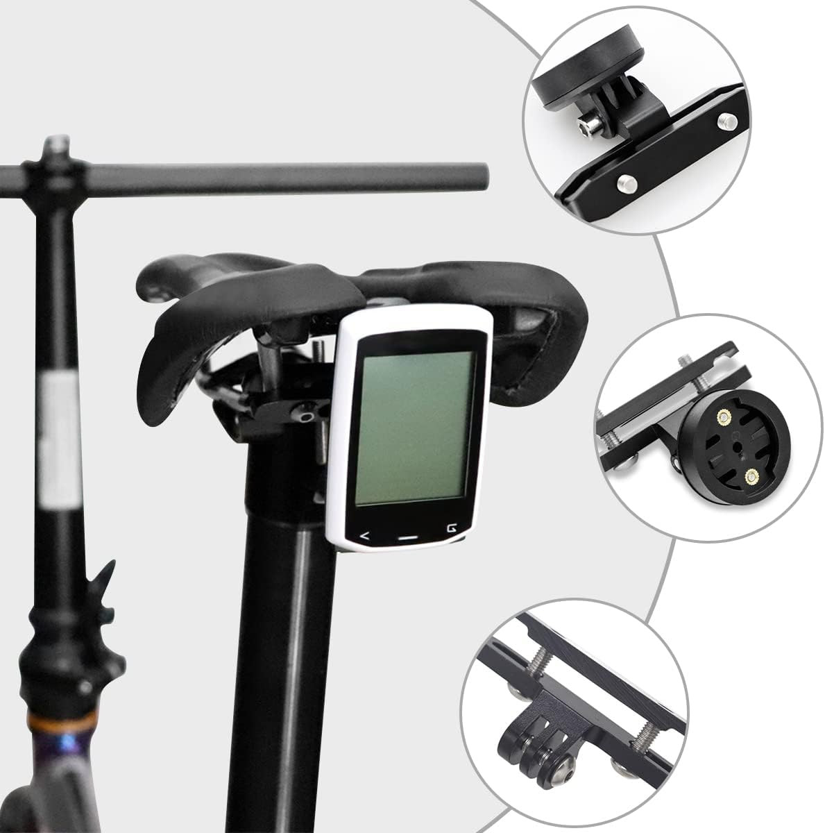 Suport de bicicleta pentru camera/GPS/lumini Faefty, metal, negru ...